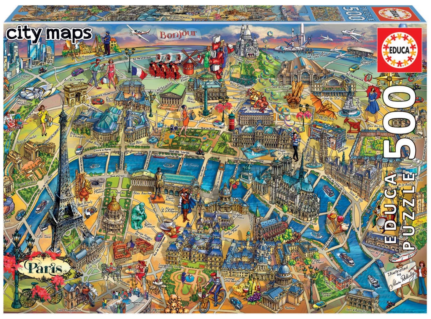 Puzzle Paris Map Educa 500 dielov + lepidlo Fix puzzle od 11 rokov EDU18452