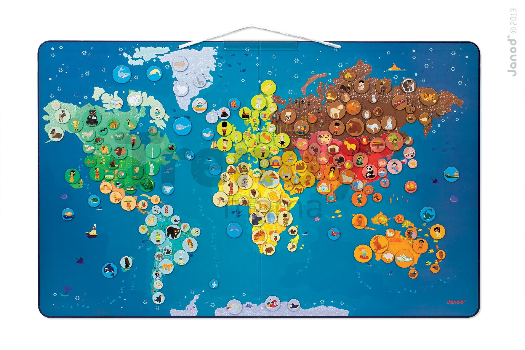 Magnetická mapa sveta Janod zvieratá