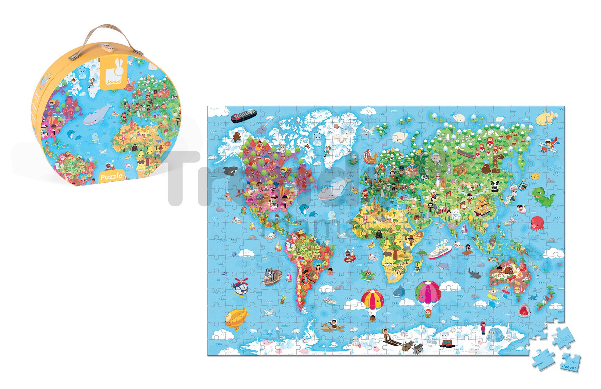 Detské puzzle Veľká mapa sveta Janod