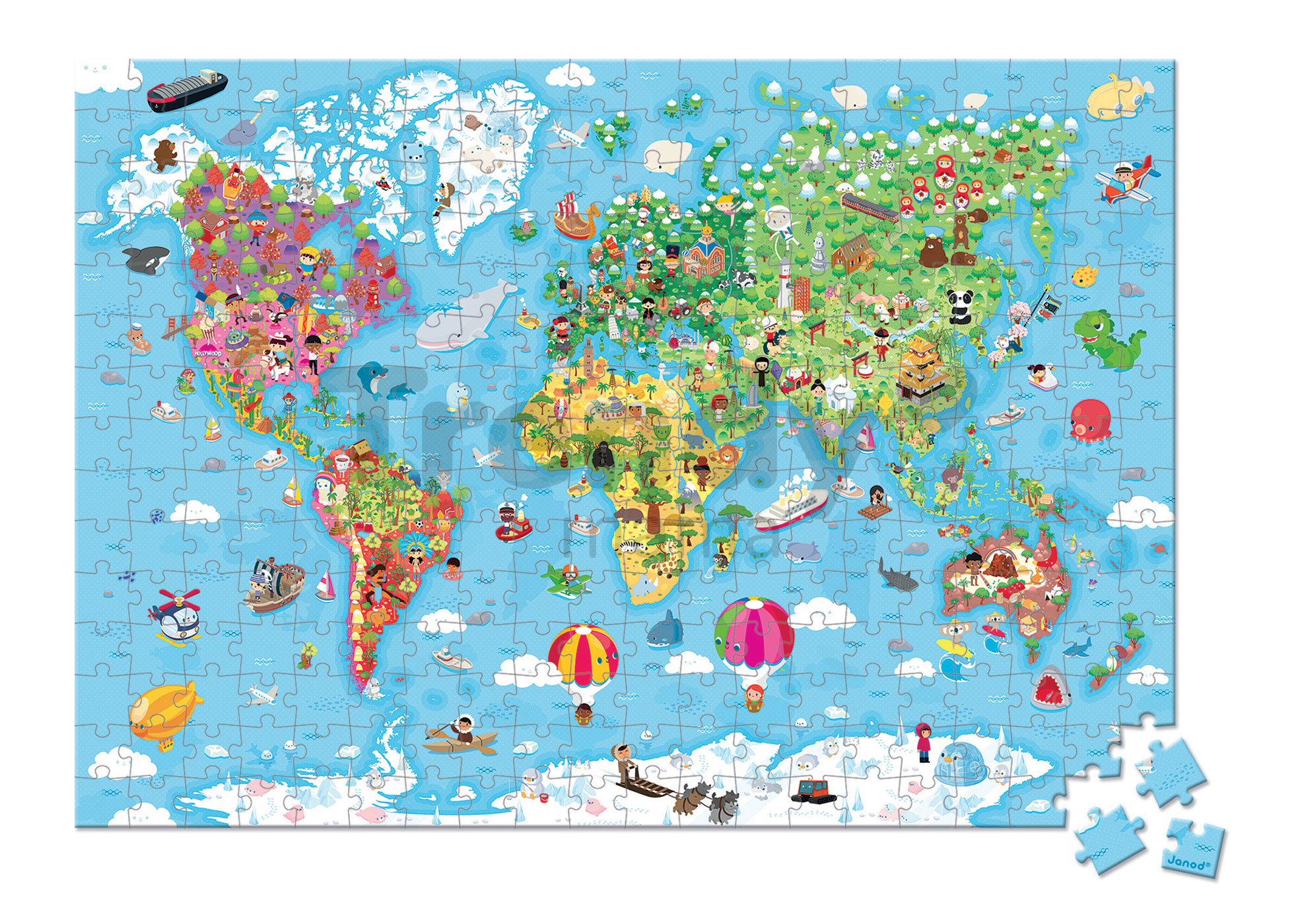 Detské puzzle Veľká mapa sveta Janod